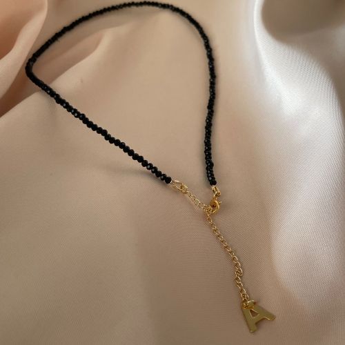 Colier Stil cu Initiala Ta - electroplacat aur 18K